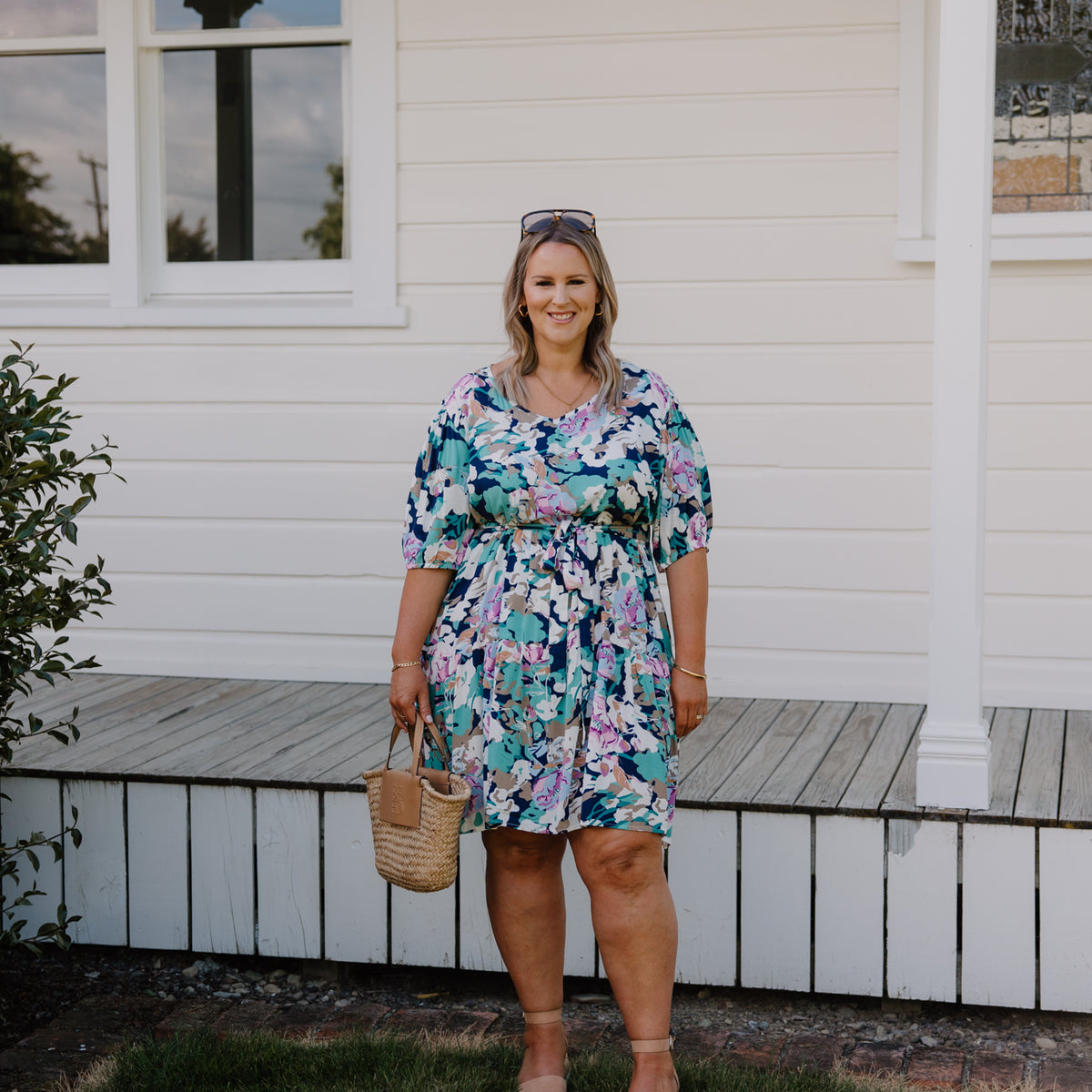 Greta Dress - Multi Floral – Ruby & Rain